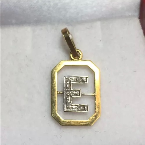 Jewelry | 18k White And Yellow Gold Diamond Letter E Charm | Poshmark